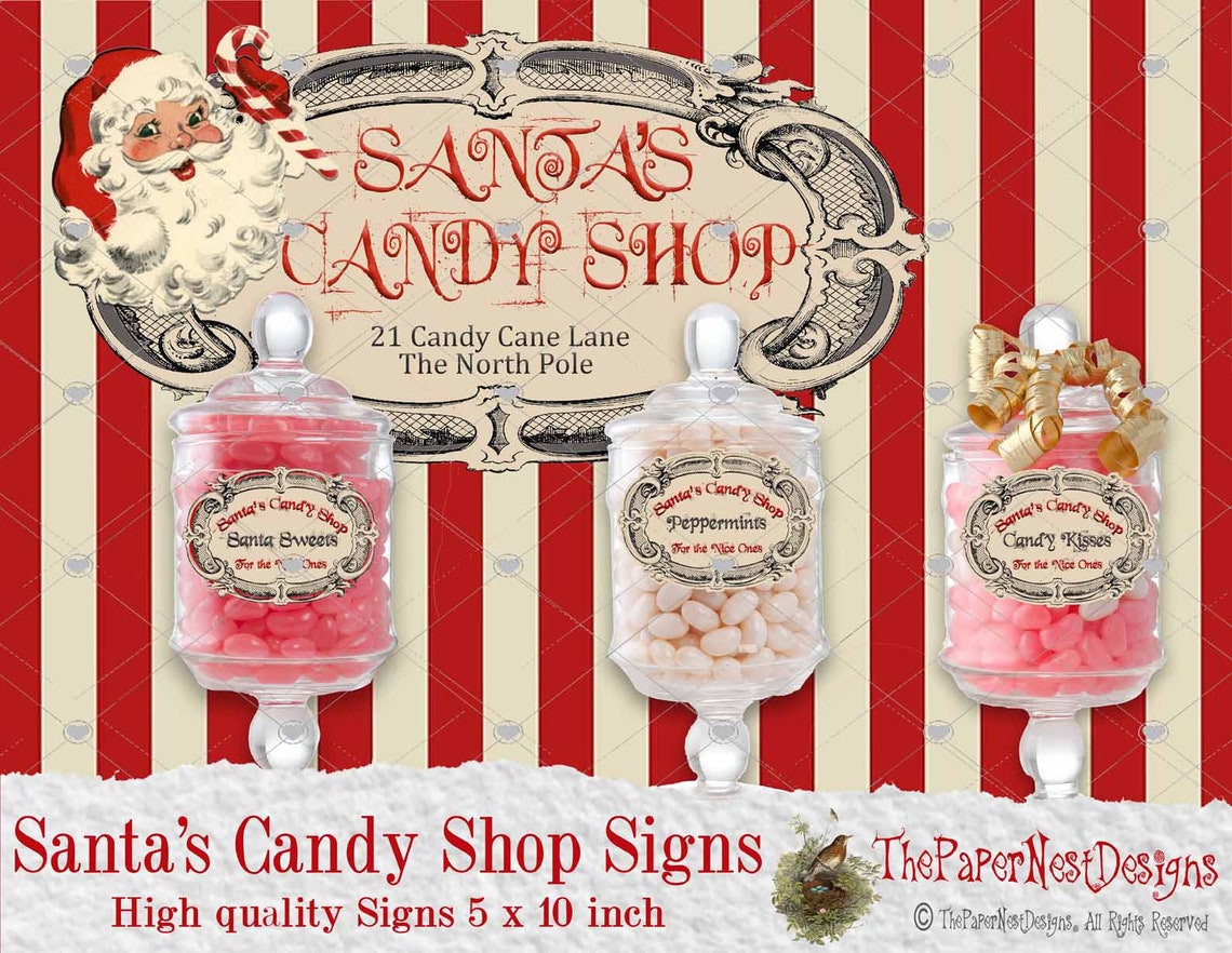 Santa's Candy Shop Signs Christmas Decoration Christmas - Etsy Sweden