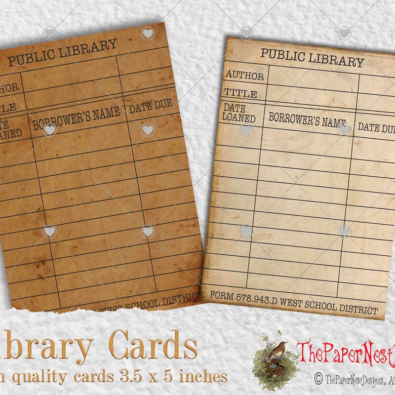 Library Cards - Etsy