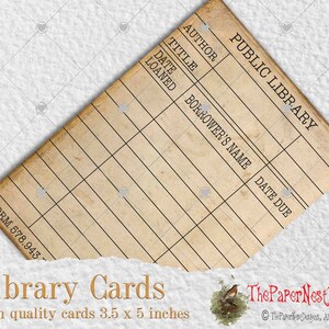Vintage Library Cards, 8 Printable Library Cards, Scrapbooking Cards ...
