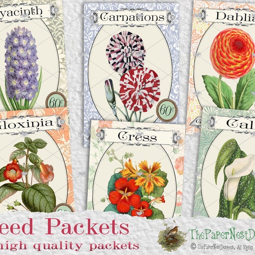 12 Flower Seed Packet Labels Digital Download Printables - Etsy