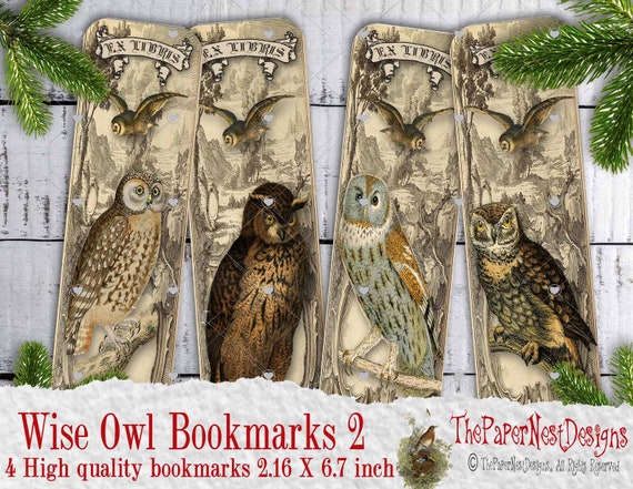 Bookmarks Owl Bookmarks 4 Printable Bookmarks Christmas | Etsy