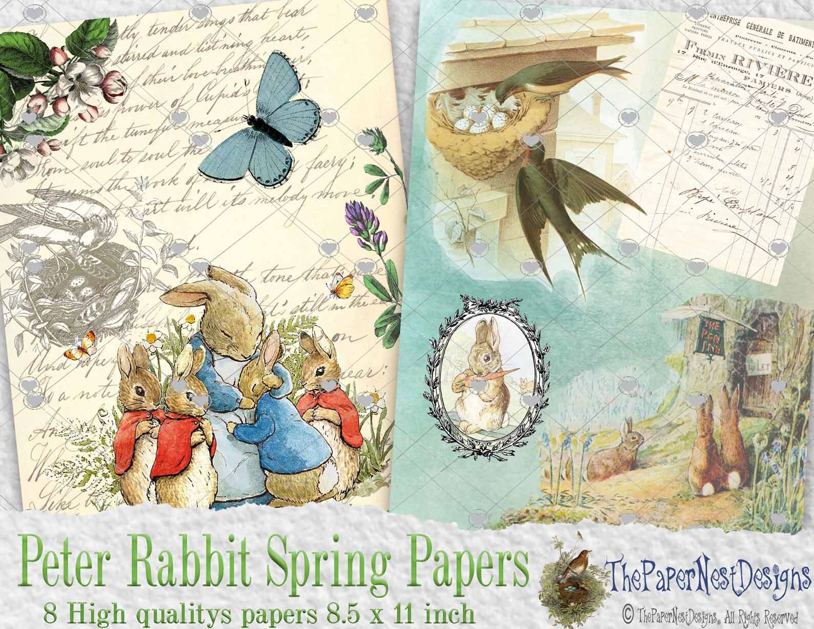 Peter Rabbit Papers, Spring Papers, Decorative Papers, Beatrix Potter ...