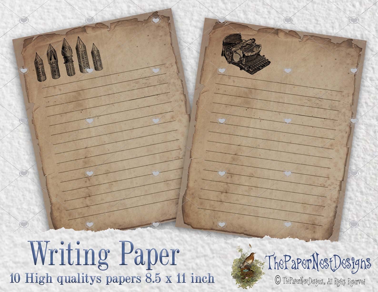 Vintage Style Writing Paper, Letter Paper, Printable Stationery, Letter ...