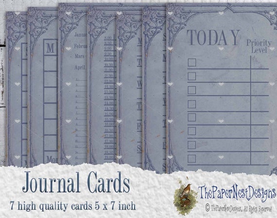 Journal Calendar Cards Planner Cards Printable Junk Journal - Etsy