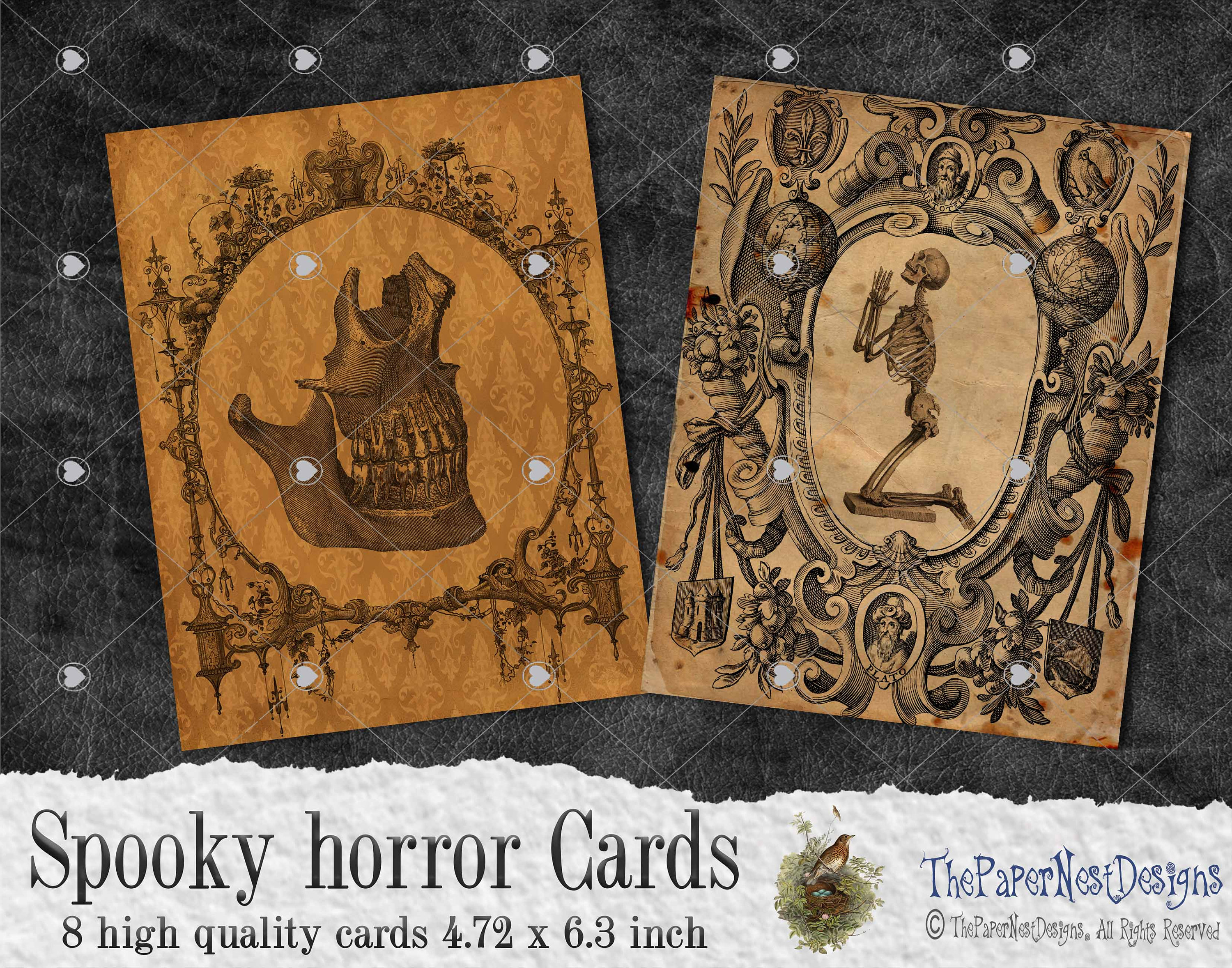 8 Spooky Halloween Cards Skeleton Cards Scary Halloween - Etsy