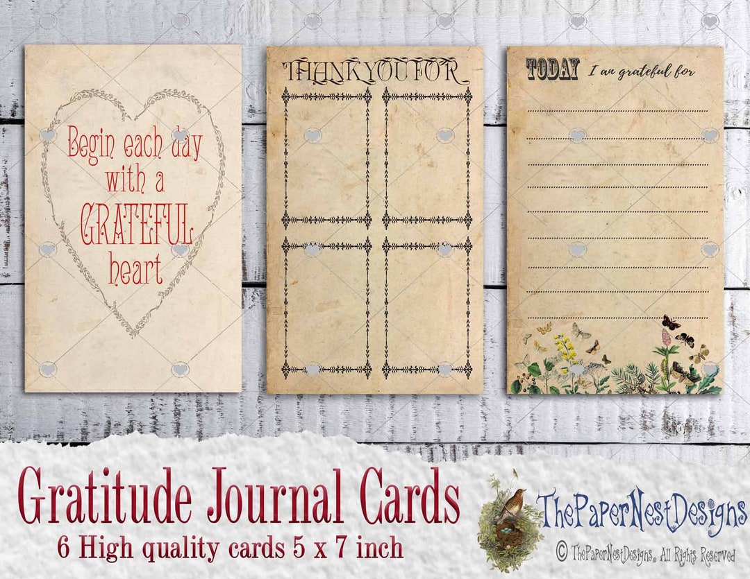 Gratitude Journal Cards, Printable Digital Journal Cards, - Etsy