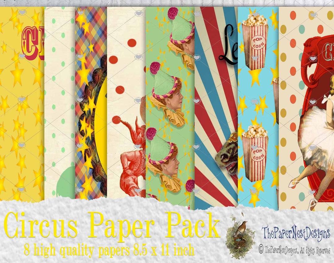 Vintage Circus Paper Pack, Circus Digital Paper, Circus Background ...