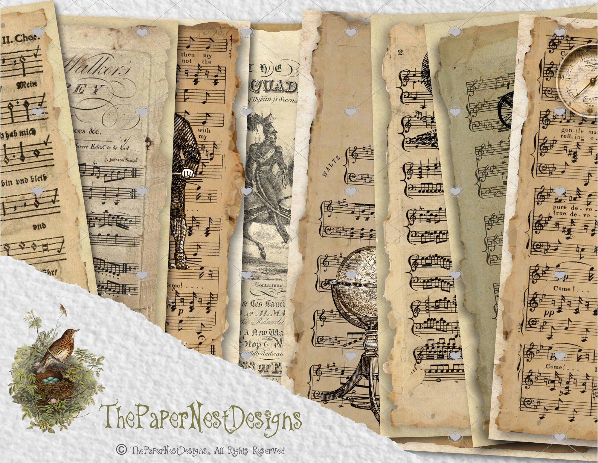 Steampunk Sheet Music Papers, 8 Vintage Inspired Papers, 8,5 X 11 Inch ...