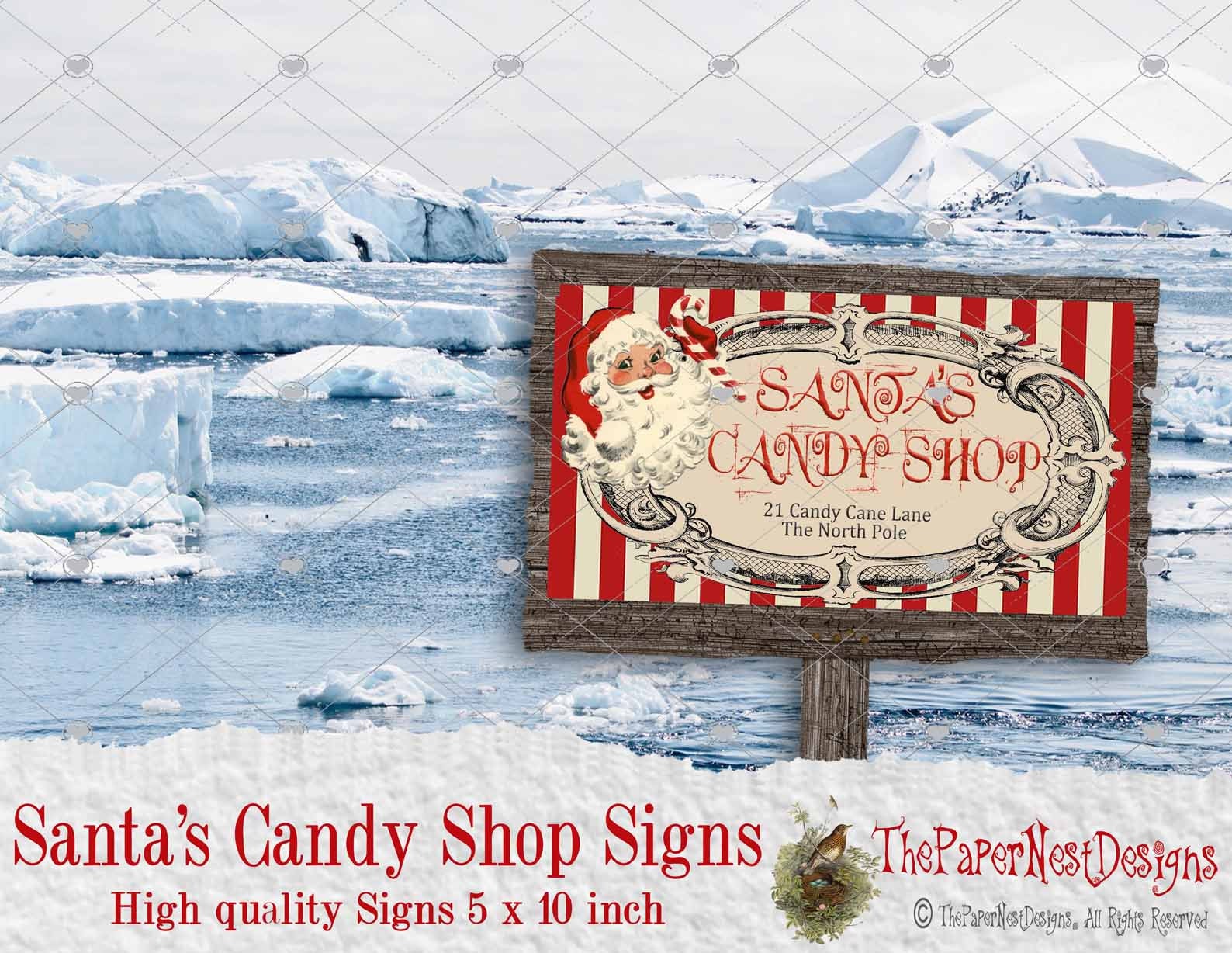 Santa's Candy Shop Signs Christmas Decoration Christmas - Etsy Sweden