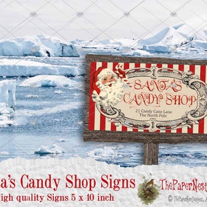 Santa's Candy Shop Signs, Christmas Decoration, Christmas Party Sign ...