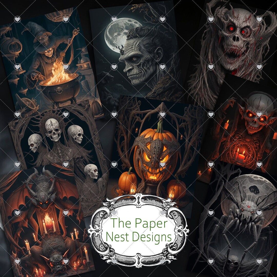 Horror Halloween Cards 8 Printable Scary Greeting Cards Also - Etsy