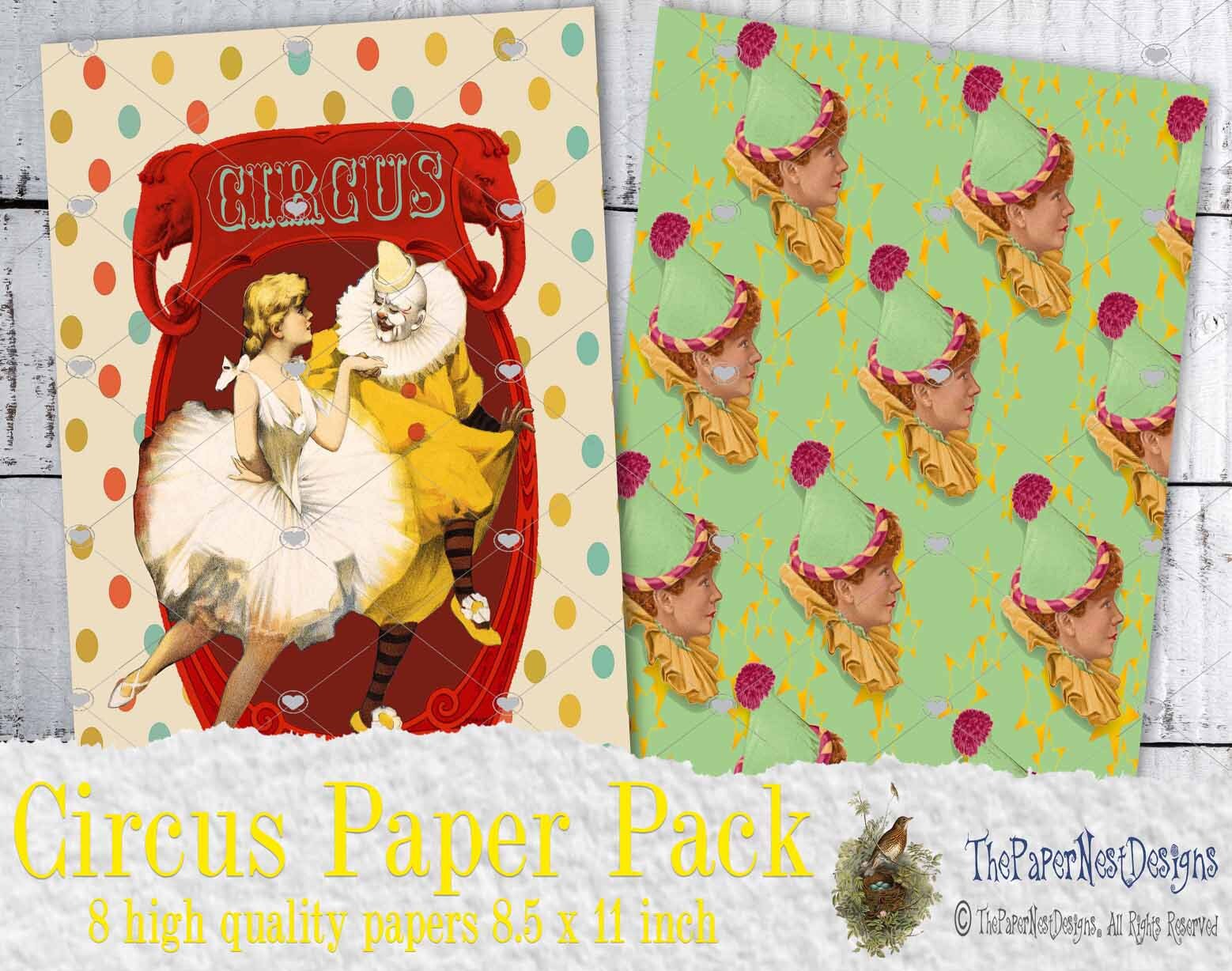 Vintage Circus Paper Pack, Circus Digital Paper, Circus Background ...