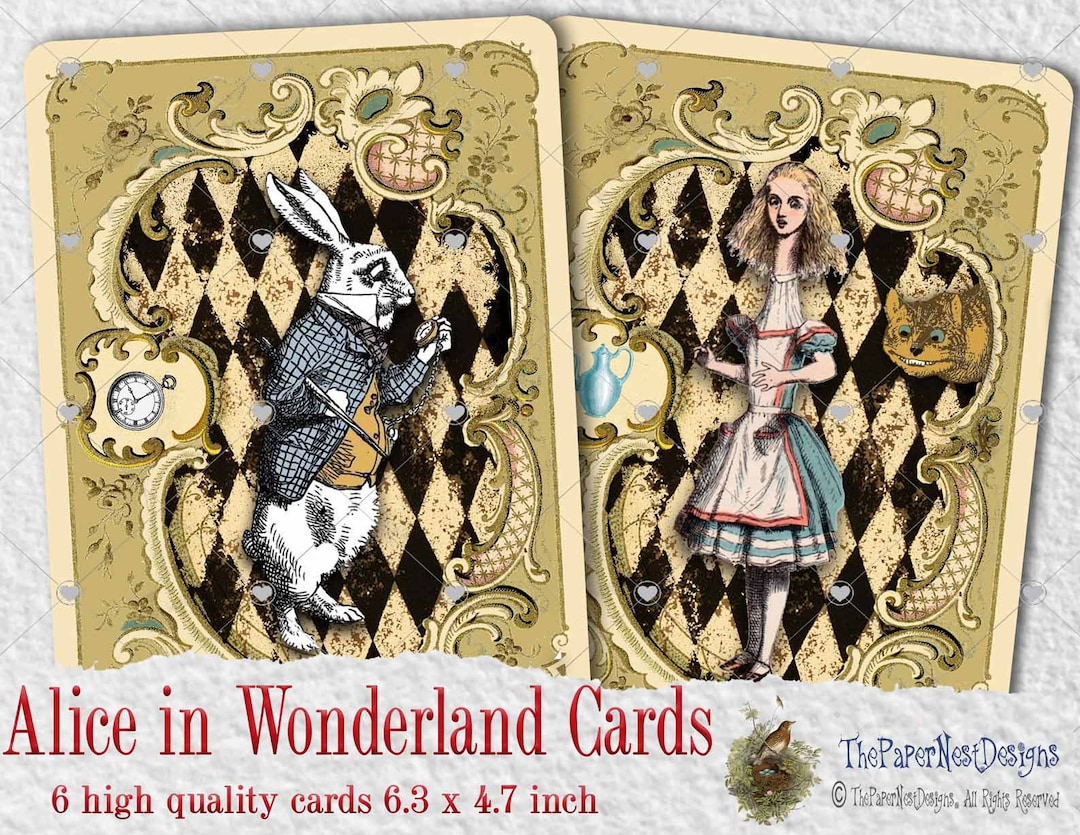 Alice in Wonderland Cards. Instant Digital Download, You Print - Etsy