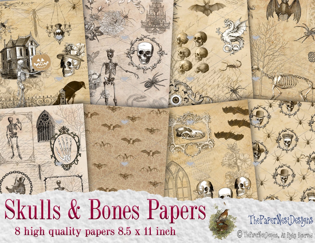 Halloween Papers, Halloween Paper Craft, Skulls & Bones, Halloween Junk ...