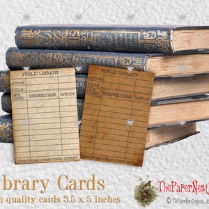 Vintage Library Cards, 8 Printable Library Cards, Scrapbooking Cards ...