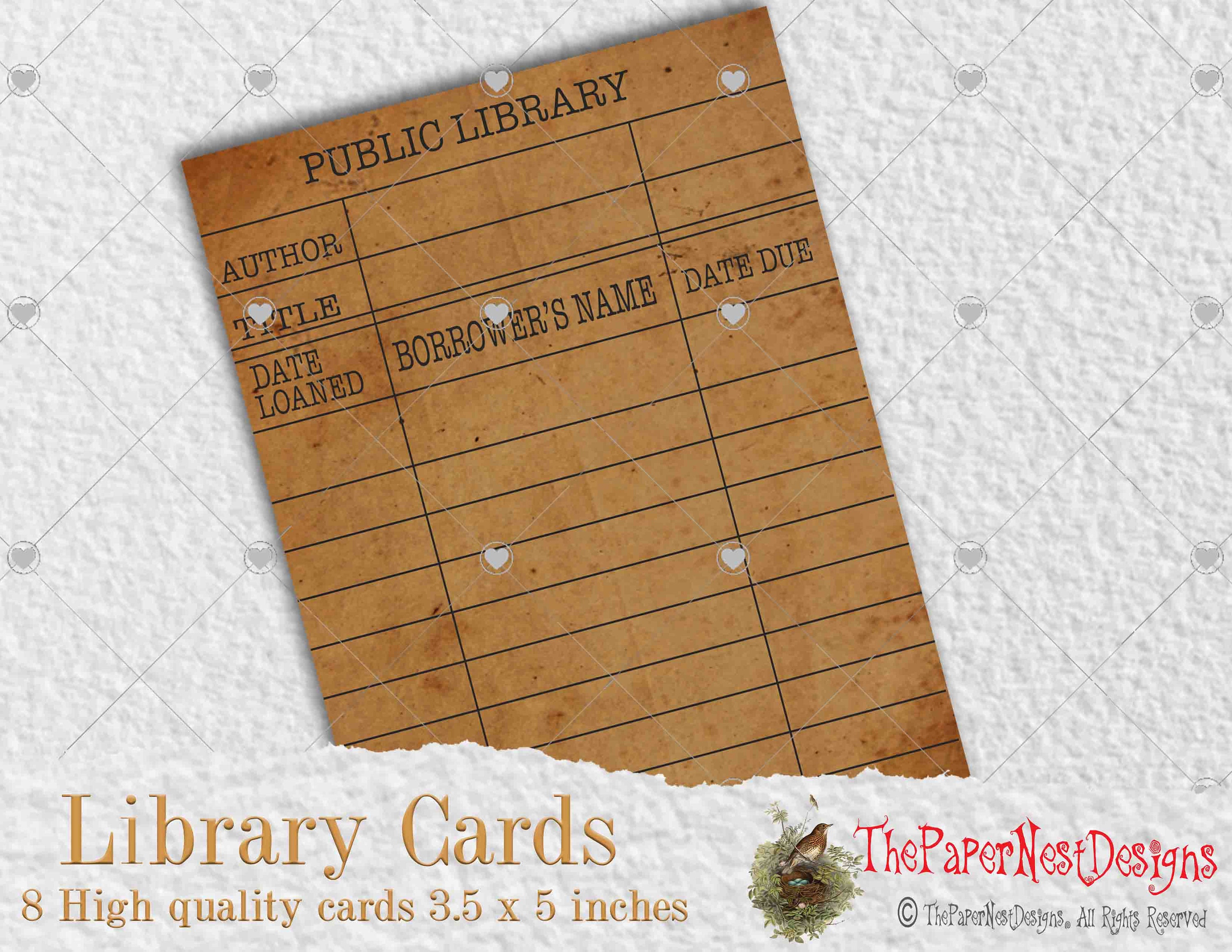 Vintage Library Cards 8 Printable Library Cards Scrapbooking | Etsy UK