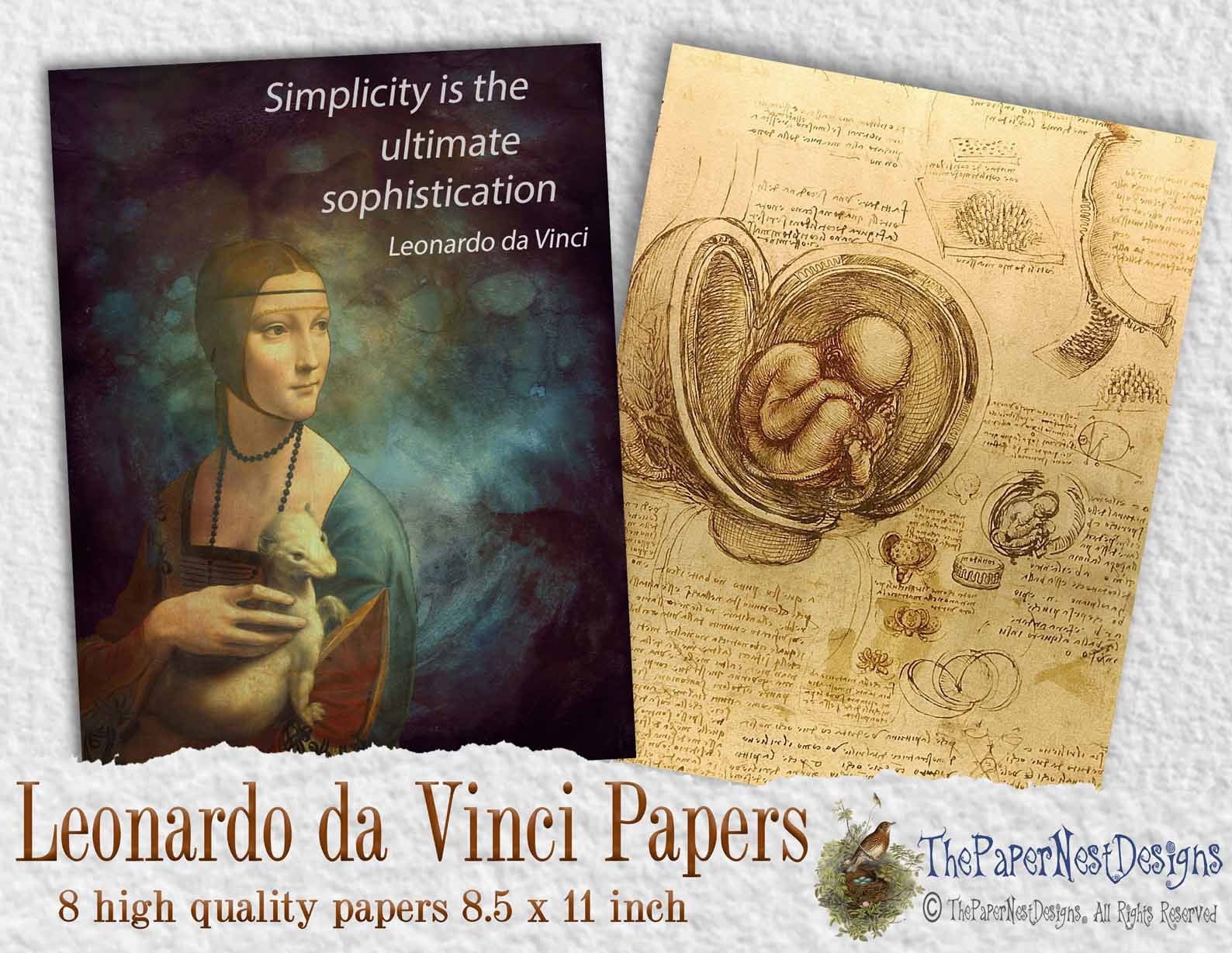 Leonardo Da Vinci Papers. Instant Digital Download, You Print - Etsy