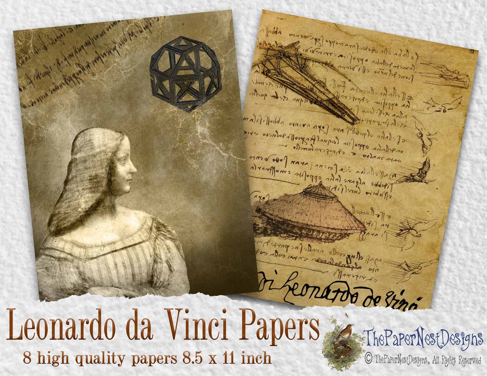 Leonardo Da Vinci Papers. Instant Digital Download, You Print - Etsy