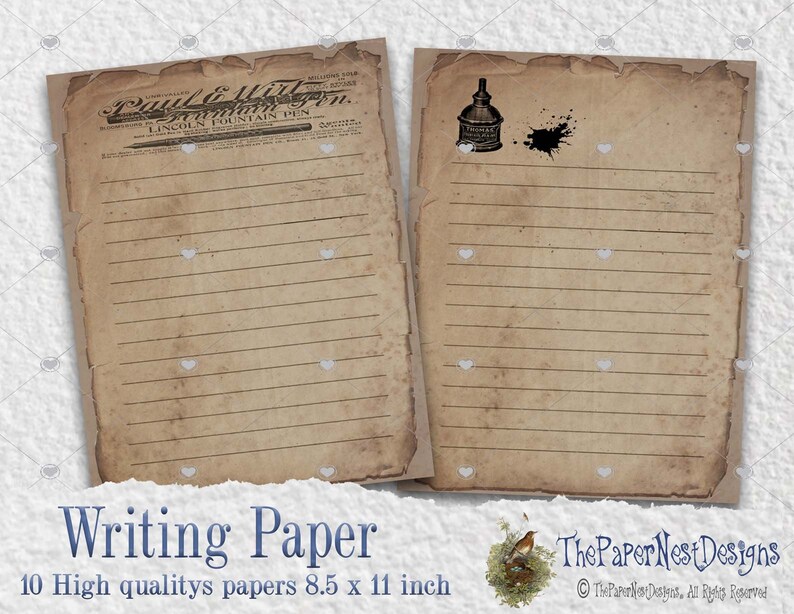 Vintage Style Writing Paper, Letter Paper, Printable Stationery, Letter ...