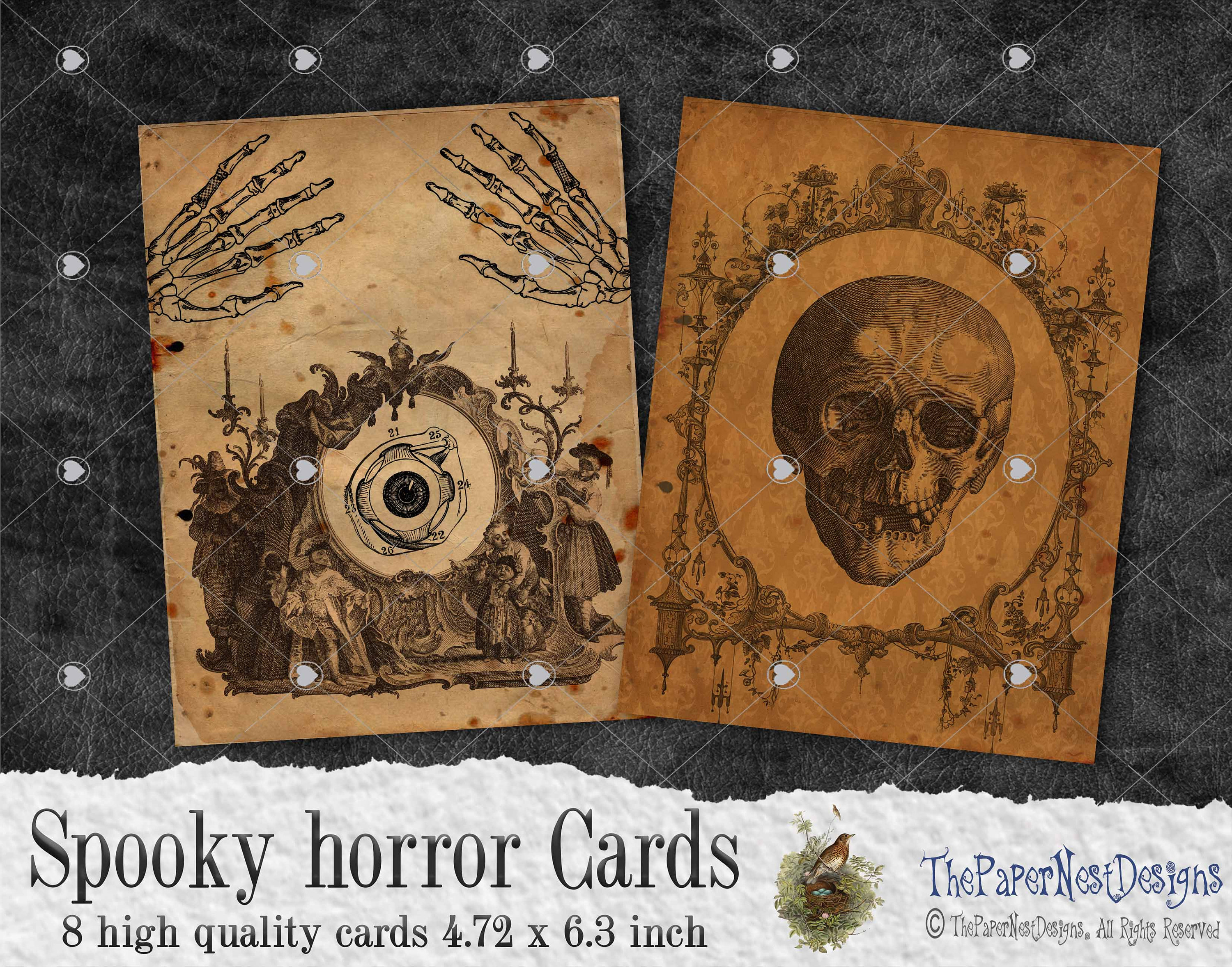 8 Spooky Halloween Cards Skeleton Cards Scary Halloween - Etsy