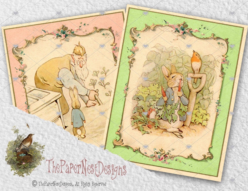 Beautiful Peter Rabbit Cards 6 Cards with images off Beatrix - Etsy 日本