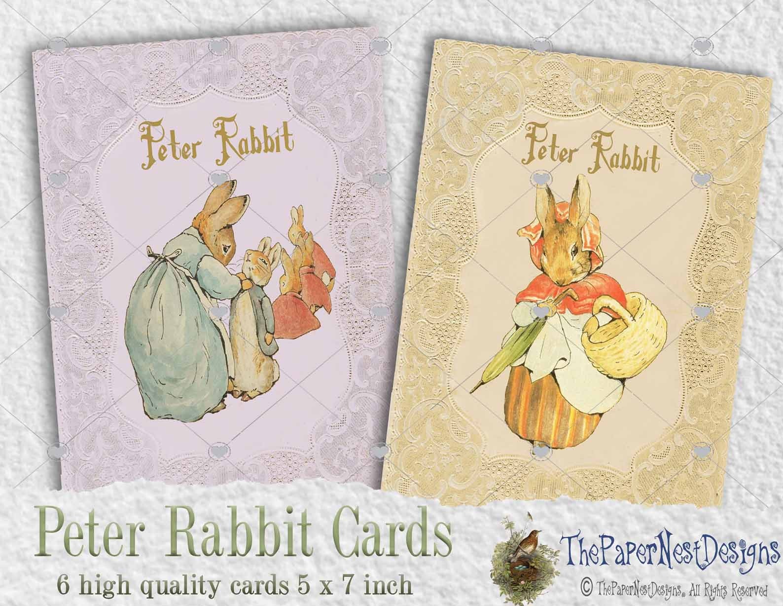 Peter Rabbit Cards, Peter Rabbit Baby Room Wall Art, Beatrix Potter ...