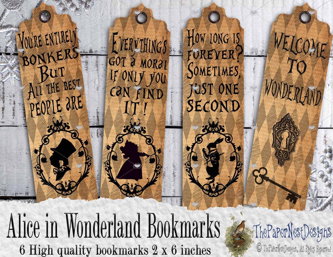 Alice in Wonderland Bookmarks, 6 Vintage Style, Printable Bookmarks ...