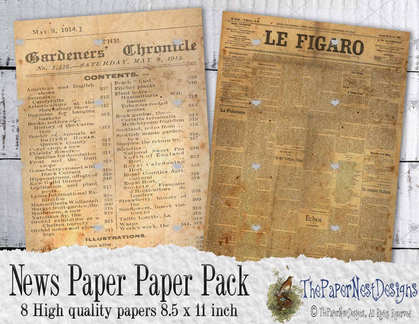 Grunge Style Newspapers 8 Vintage inspired papers 85 x 11 | Etsy