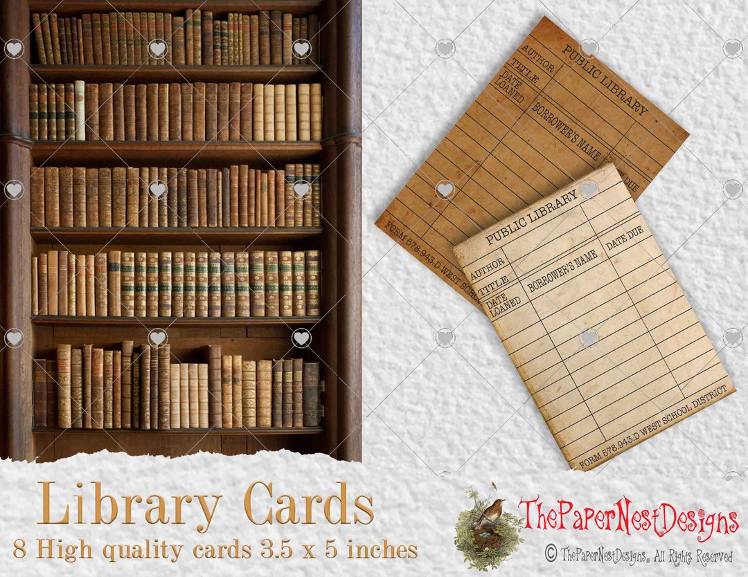 Vintage Library Cards 8 Printable Library Cards Scrapbooking - Etsy