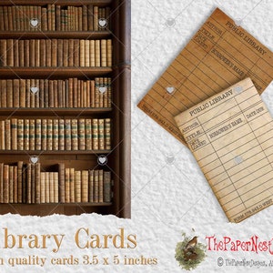 Vintage Library Cards, 8 Printable Library Cards, Scrapbooking Cards ...
