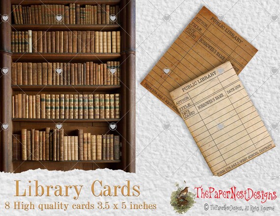 Vintage Library Cards 8 Printable Library Cards Scrapbooking - Etsy