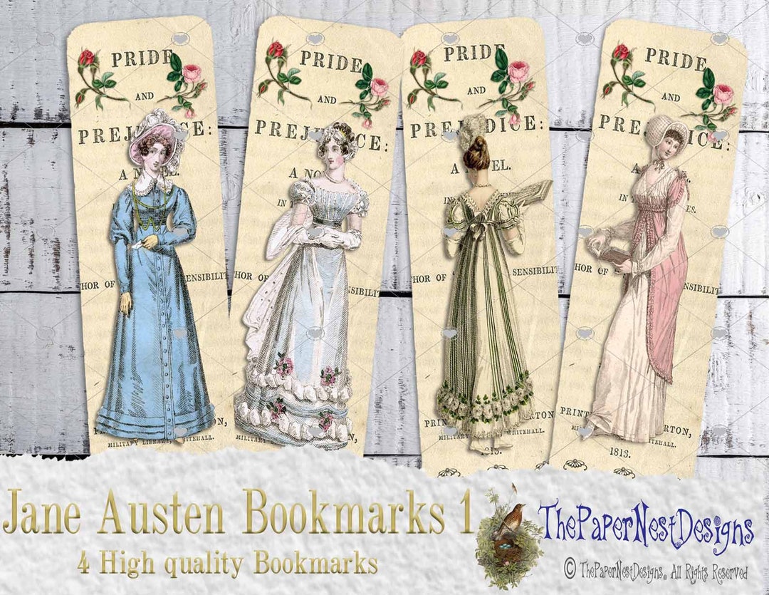 Jane Austen Bookmarks 4 Printable Bookmarks Collage Sheet - Etsy