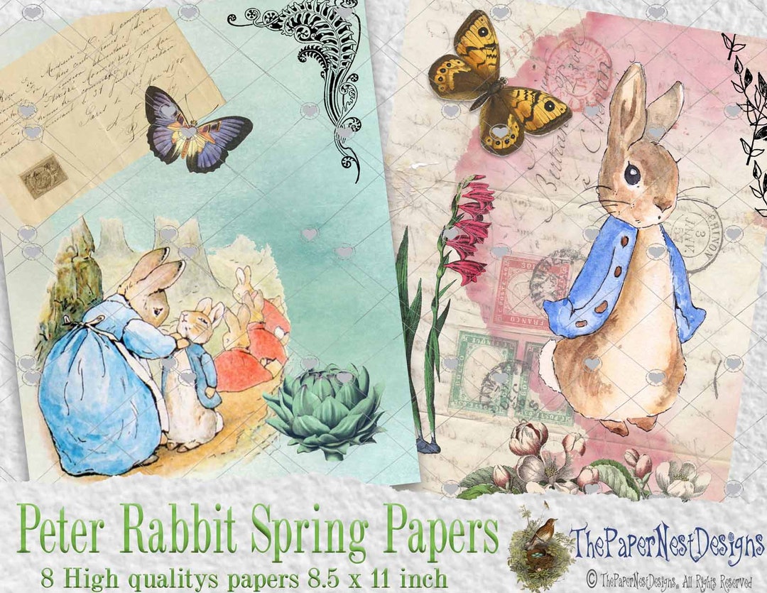 Peter Rabbit Papers, Spring Papers, Decorative Papers, Beatrix Potter ...