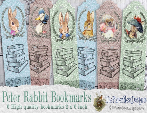 Peter Rabbit Bookmarks 6 Printable Bookmarks Collage Sheet | Etsy