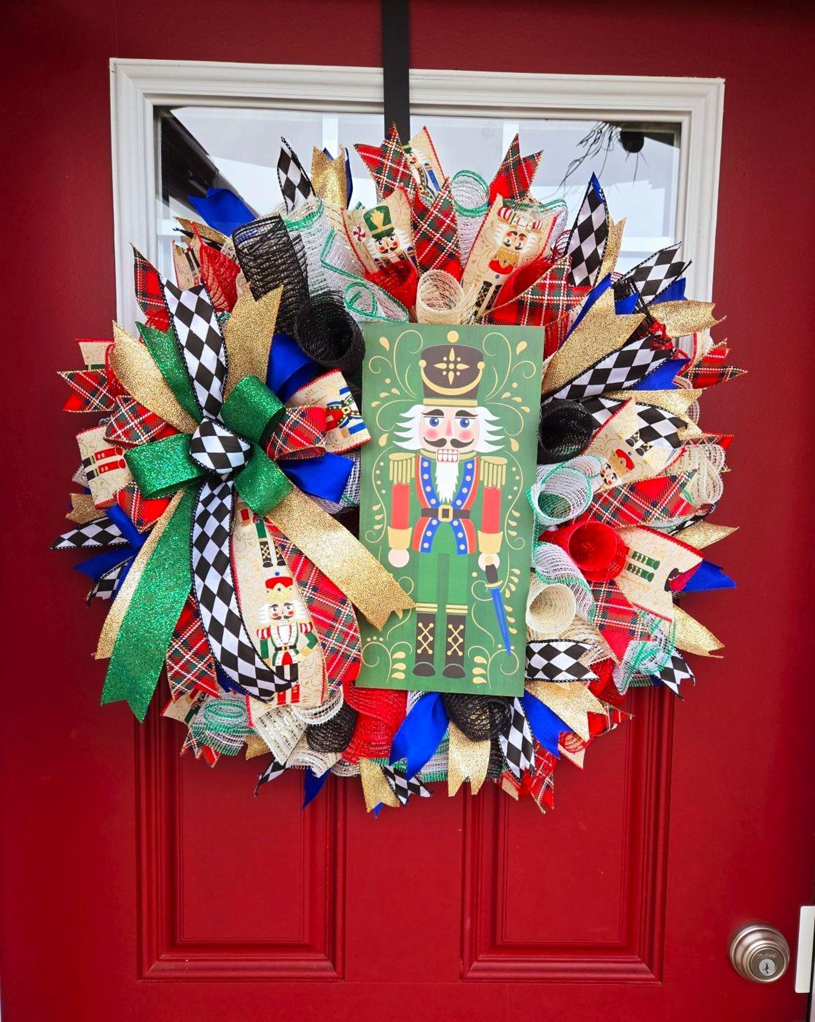 Nutcracker Christmas Wreath, Blue Harlequin Nutcracker Ballet Wreath ...