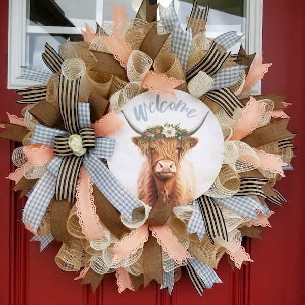 Blue Highland Cow Ribbon - Etsy