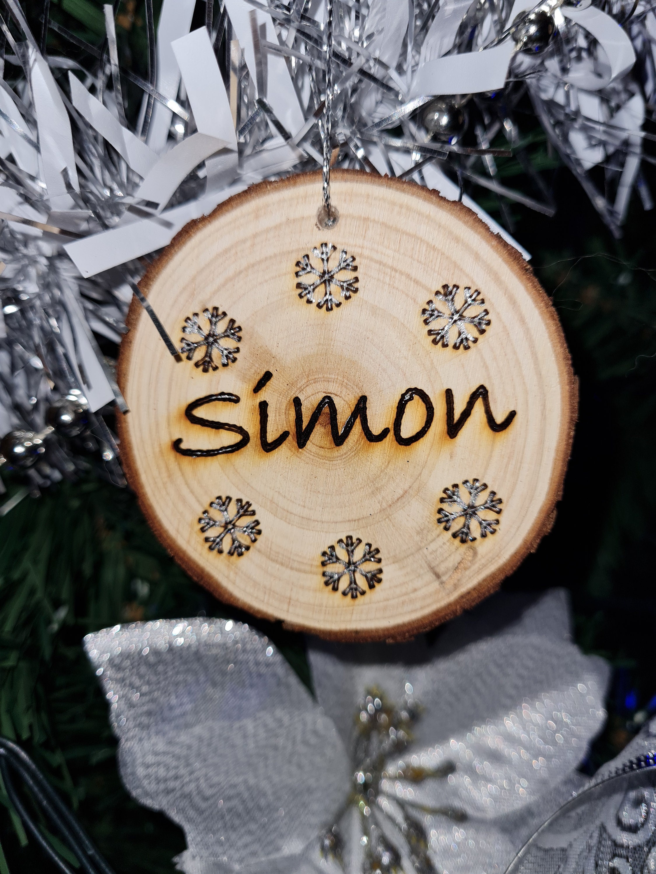 Personalised Bauble, Name Bauble, Place Setting, Rustic Wedding Name ...