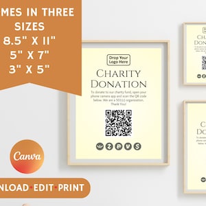 Charity Donation Fund QR Code Scan Sign, Venmo Paypal Cash App Zelle Go ...