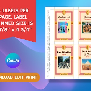 Editable Wurlitzer Jukebox Labels, Retro Album and CD Labels, Customize ...