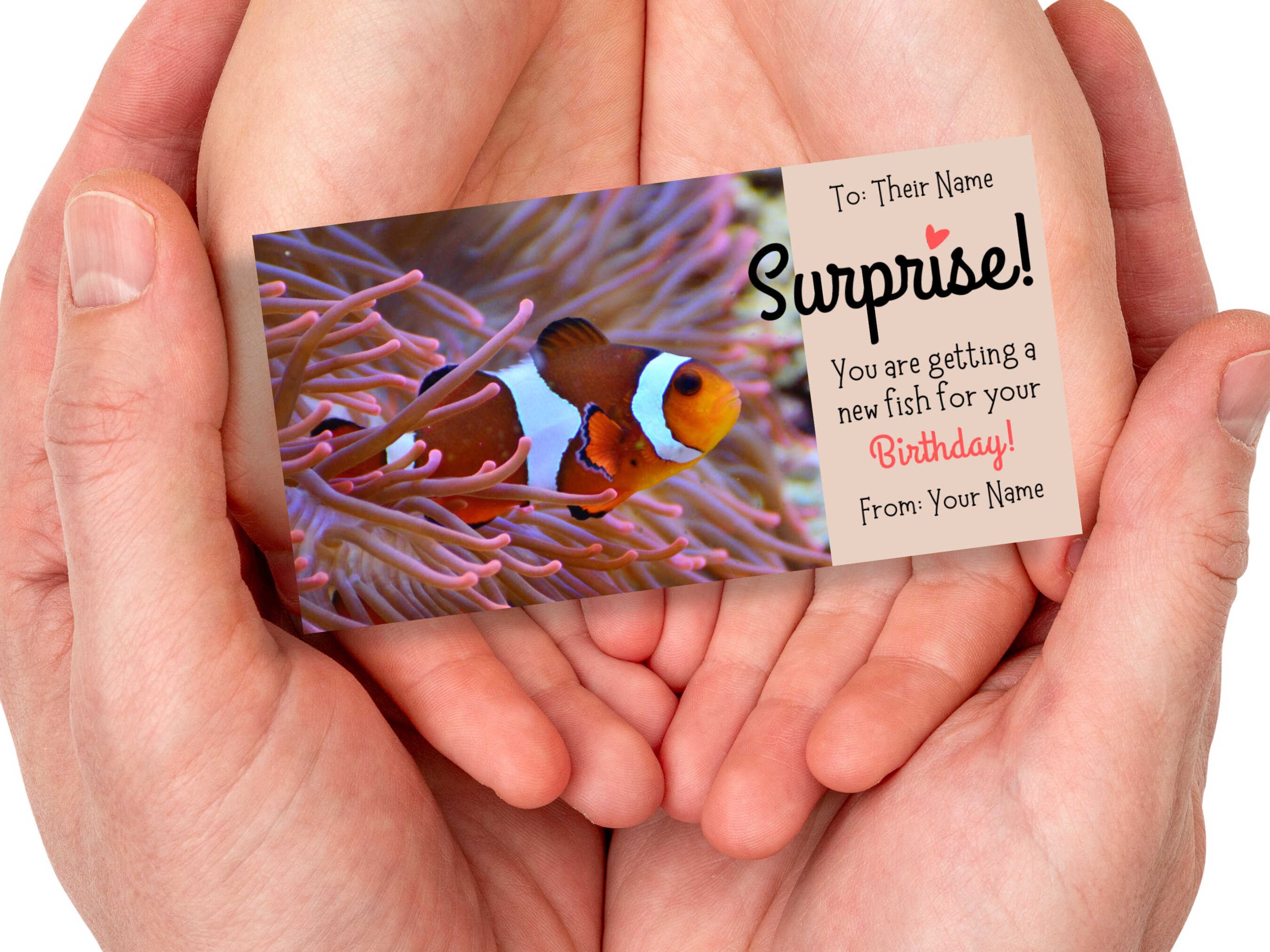Fish Gift Reveal Certificate, Surprise Gift Card, Getting Pet Fish ...