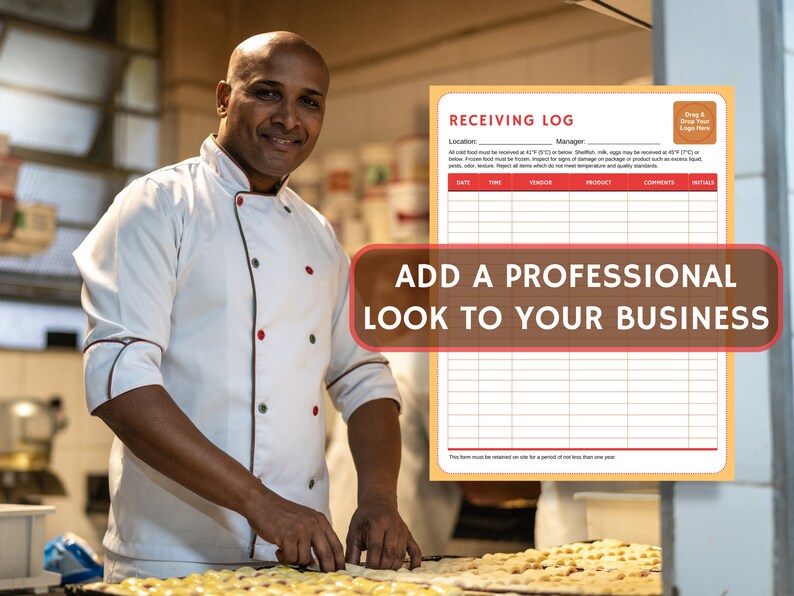 Receiving Log for Food Service, Restaurant Business Form, Food Quality ...