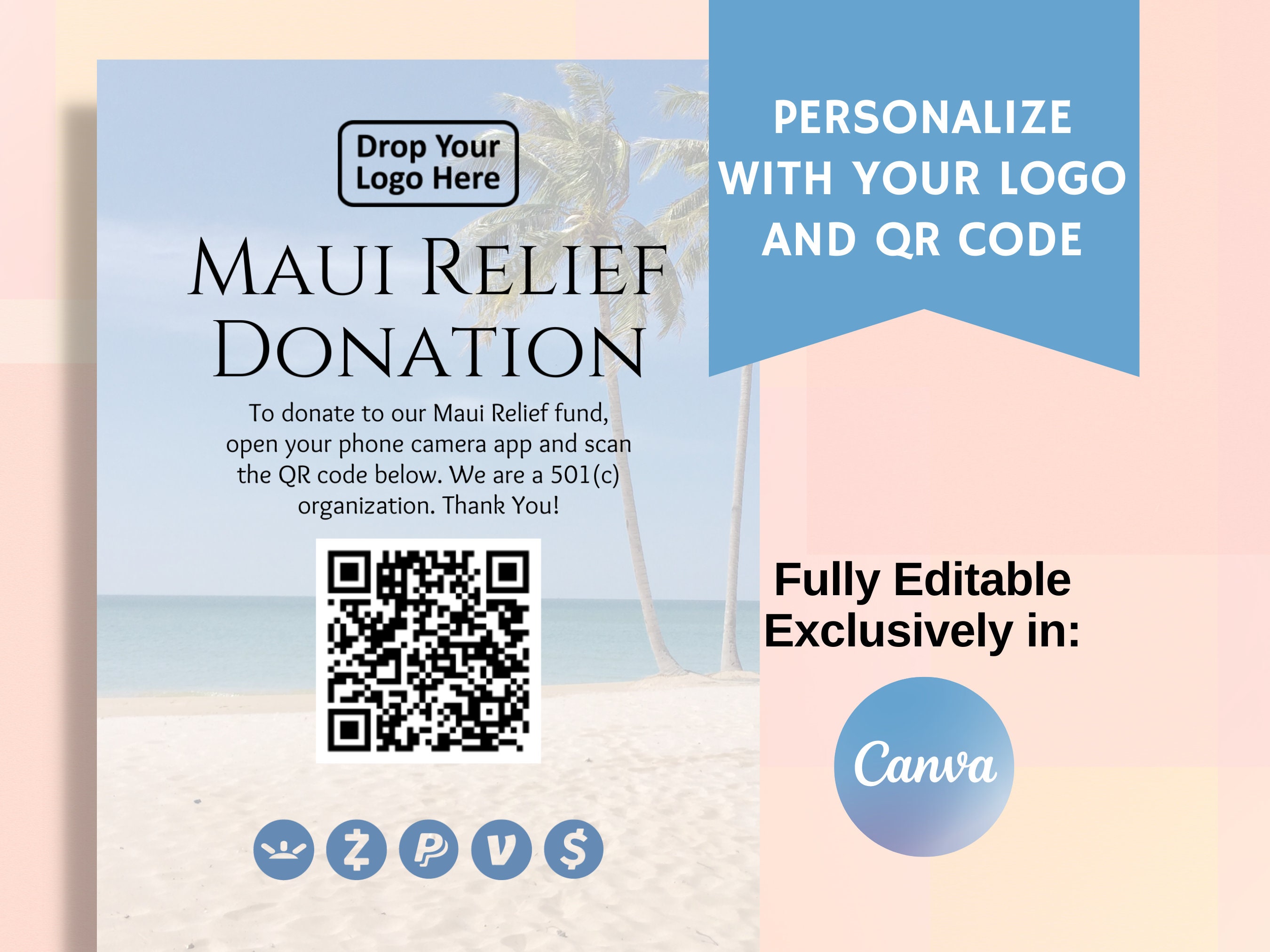 Maui Donation Fund QR Code Scan Sign, Maui Disaster Relief Contribution ...