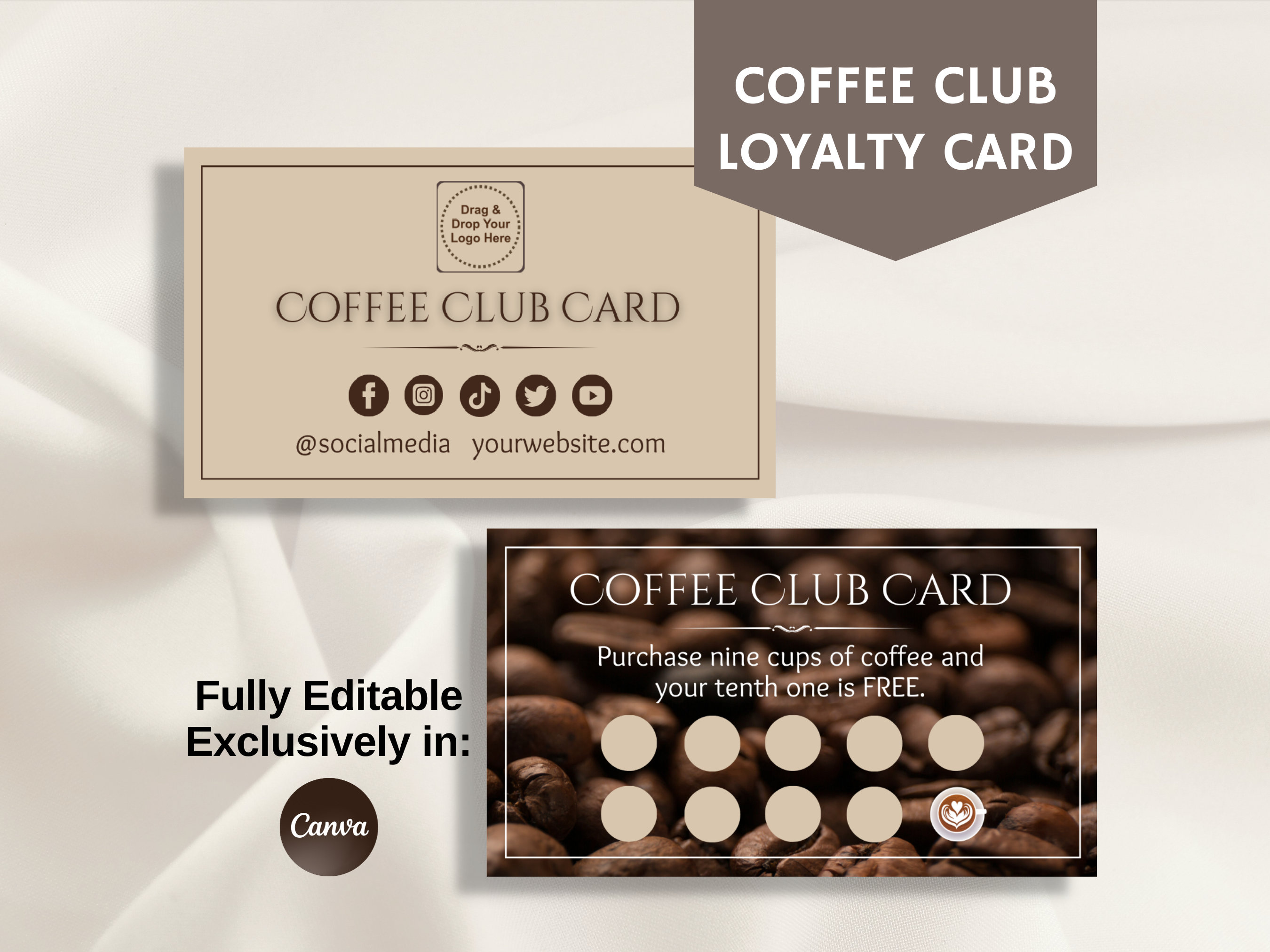 Coffee Club Loyalty Card, Coffee Shop Rewards Template, Fully Editable ...