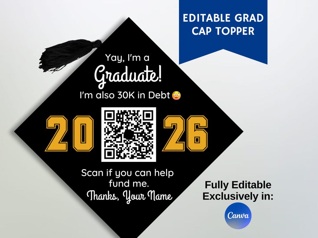 Funny Graduation Cap Topper, Class of 2026, Humorous Go Fund Me Gift ...