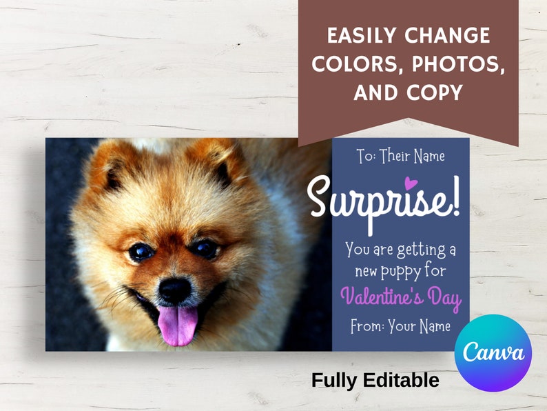 Puppy & Dog Gift Reveal Certificate Surprise Gift Card - Etsy