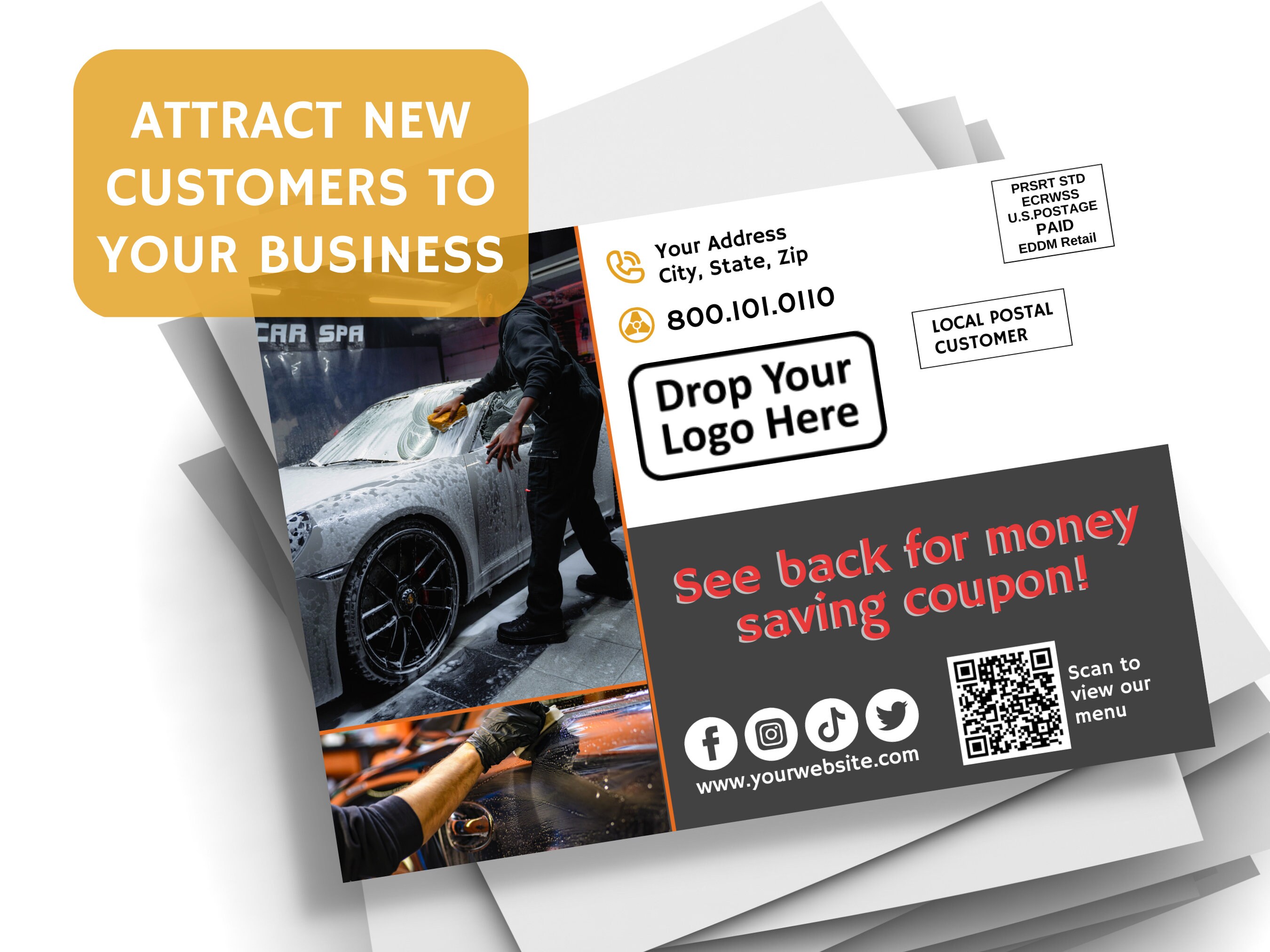 Car Detailing EDDM Coupon Postcard, Auto Wash Marketing Mailer, Fully ...