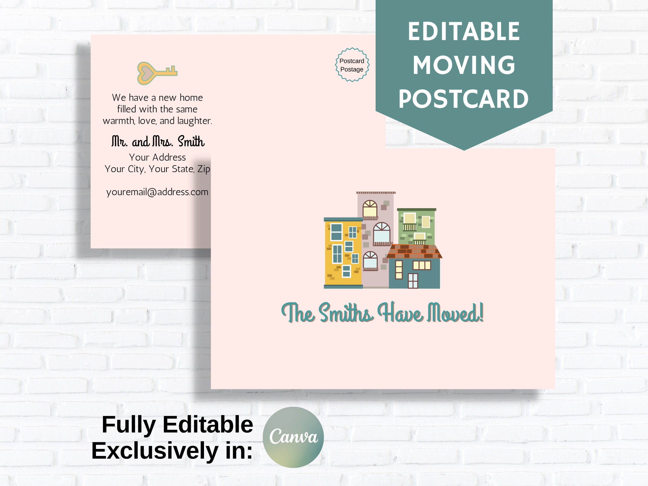 Editable Moving Postcard, New Address Mailer, Fully Personalize in ...