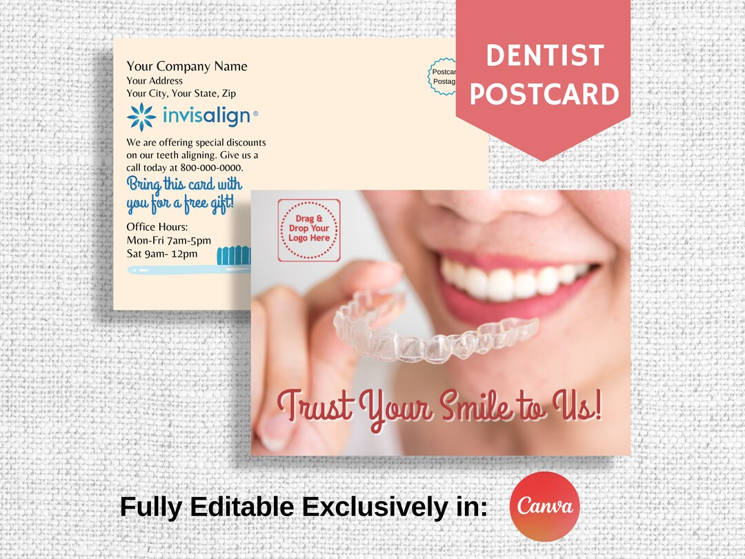 Dentist Teeth Alignment Postcard, Marketing Mailer for Dental Small ...