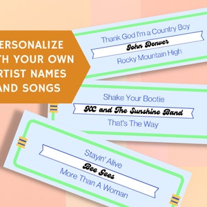 Editable Retro Jukebox Labels, Song and Artist Label, Customize With ...