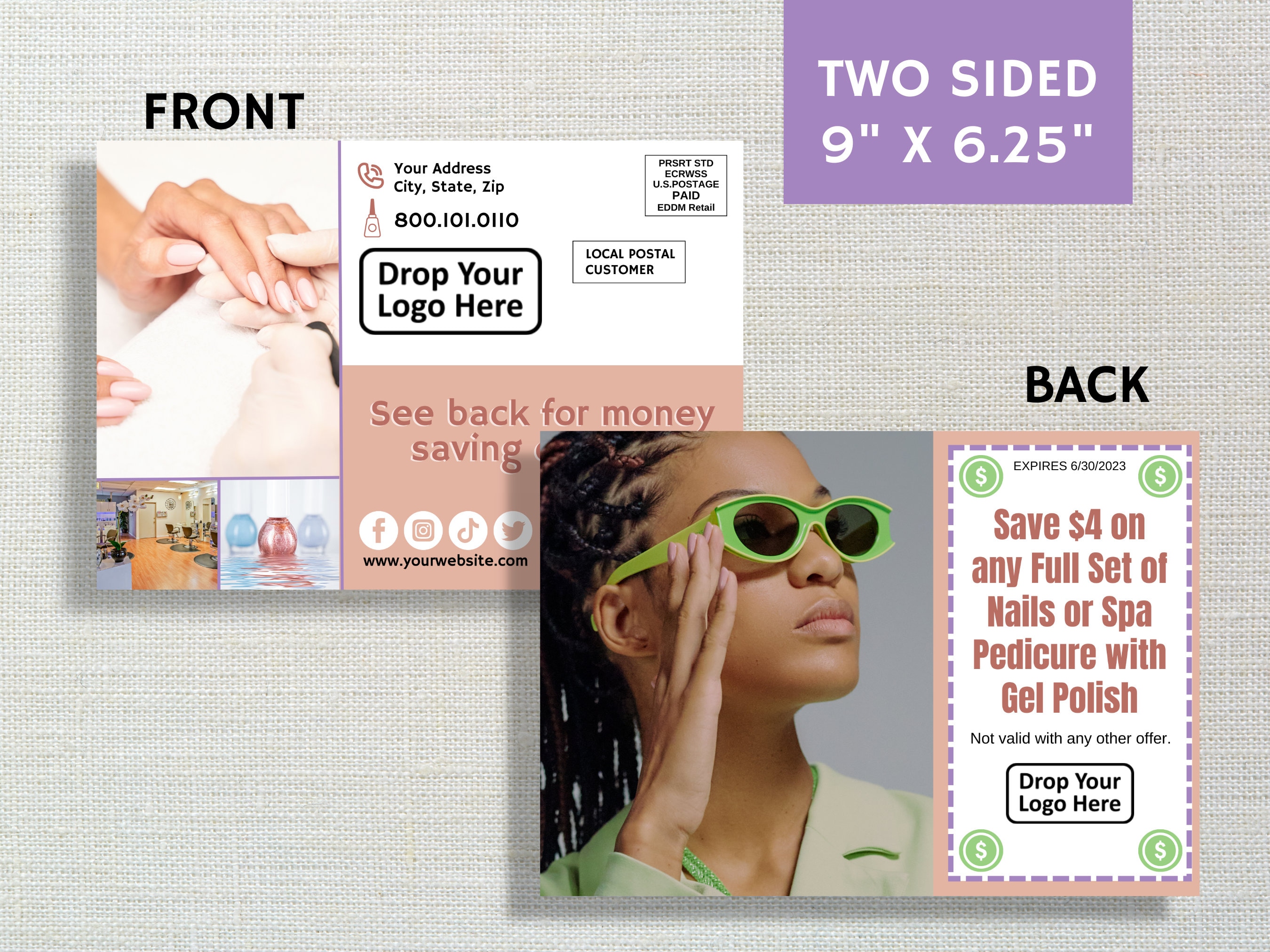 Nail Salon EDDM Coupon Postcard, Marketing Mailer, Fully Editable in ...